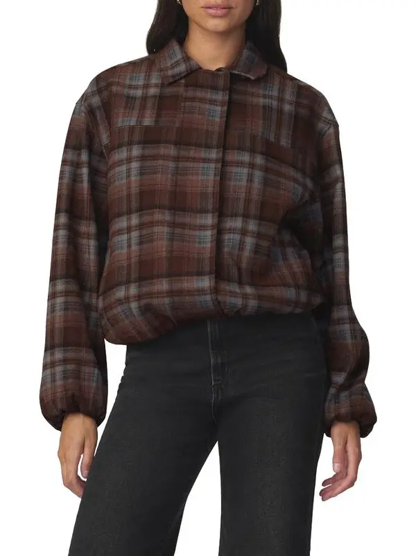 Joe's Jeans Bella Bomber Jacket - Brown/blue Plaid