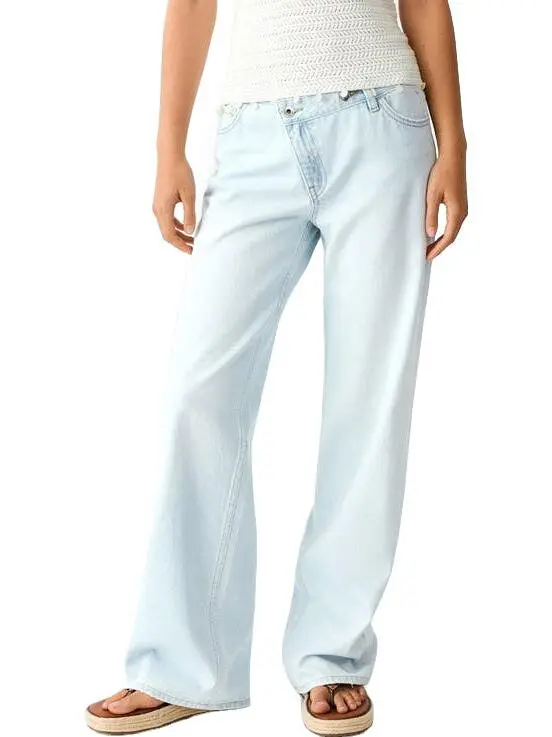 Mango High Waist Straight Leg Jeans - Bleach