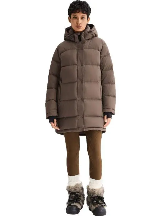 OROLAY Puff-o® Hip-length Down Puffer Jacket - Coffee