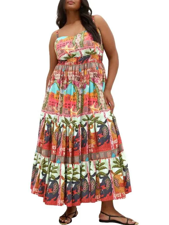 City Chic Karina Sleeveless Printed Maxi Dress - Fools Paradise