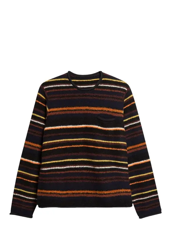 Sacai Stripe Mixed Knit Pullover - Black Multi