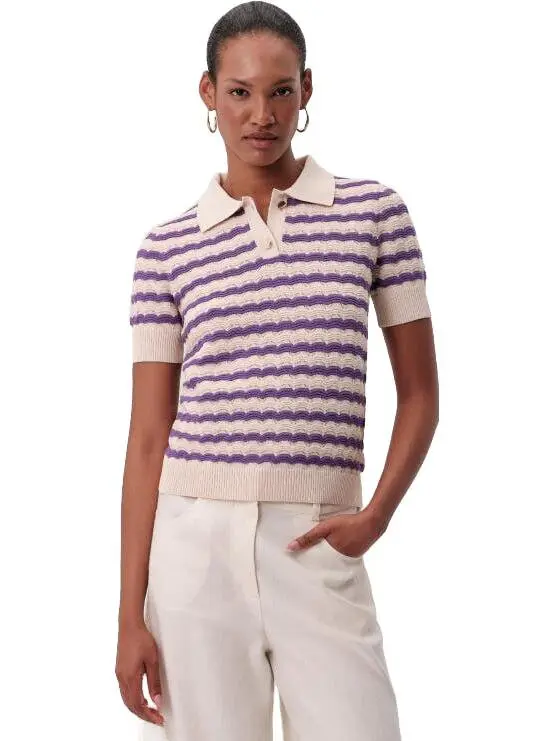 EXQUISE Priscila Polo Knit Blouse - Beige