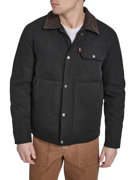 LEVI'S Cotton Canvas Zip Jacket - Black
