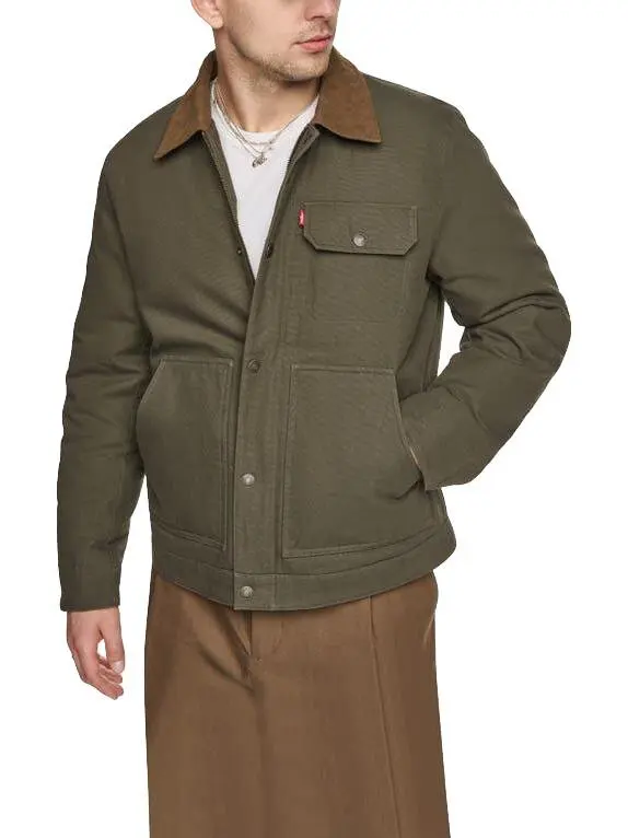 LEVI'S Cotton Canvas Zip Jacket - Olive