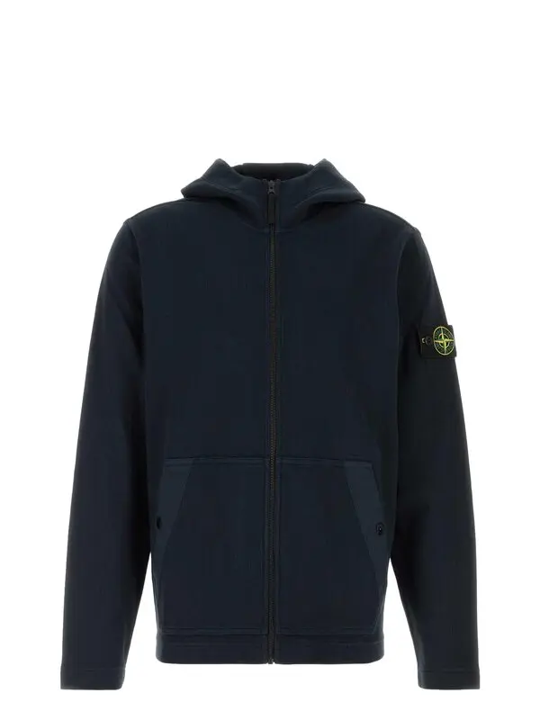 Stone Island Cotton Zip-up Hoodie - Blue