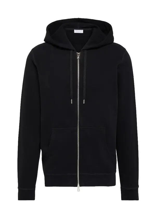 Sunspel Loopback Cotton Zip-up Hoodie - Black