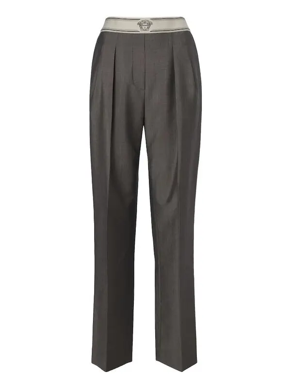 Versace Wool And Mohair Straight Leg Pants - Grey