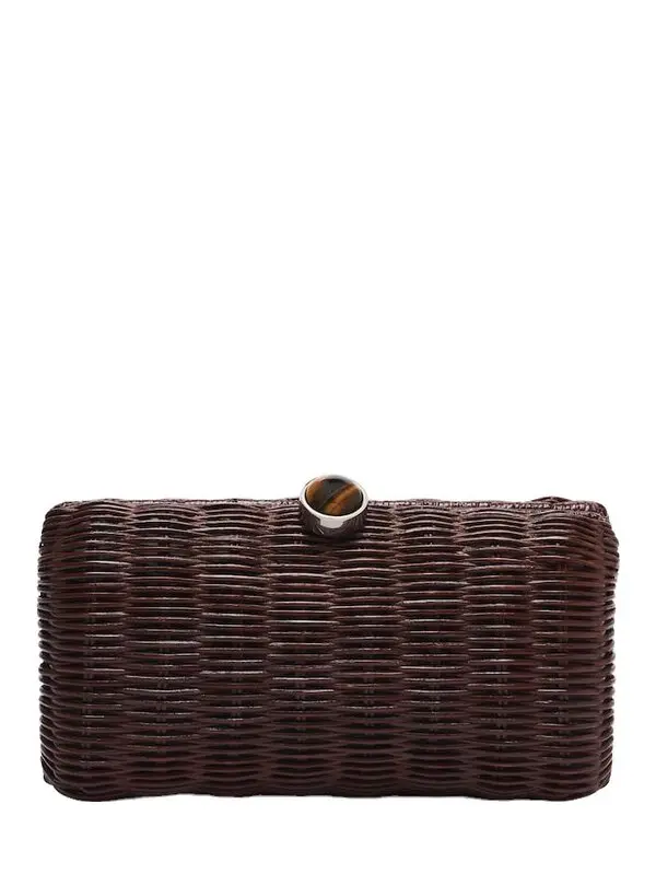 Judith Leiber Poppy Embellished Woven Clutch - Brown