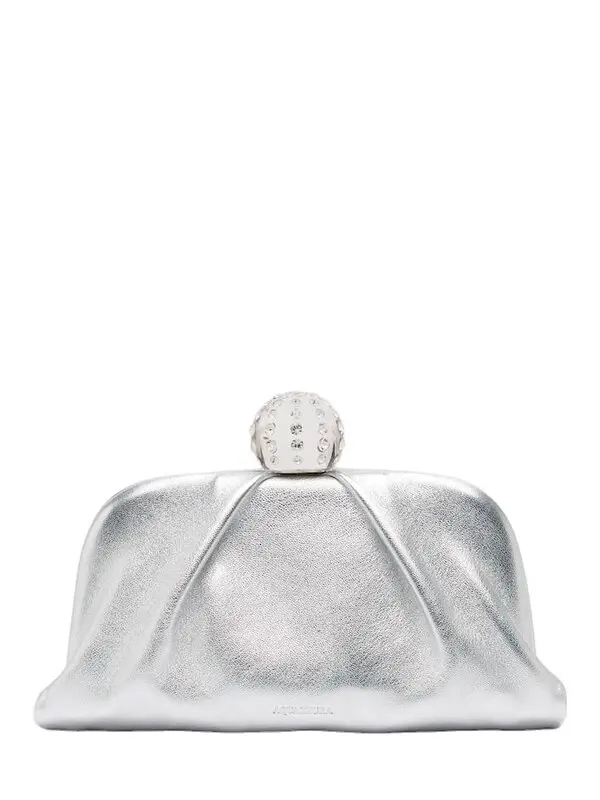 AQUAZZURA Tequila Embellished Canvas Clutch - Silver