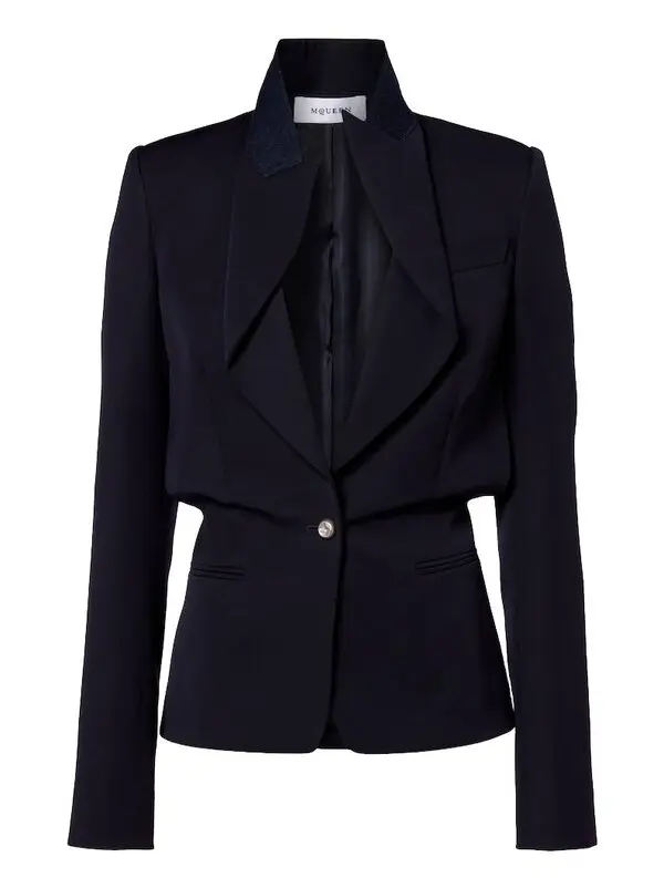 Alexander McQueen Single-breasted Wool Blazer - Blue