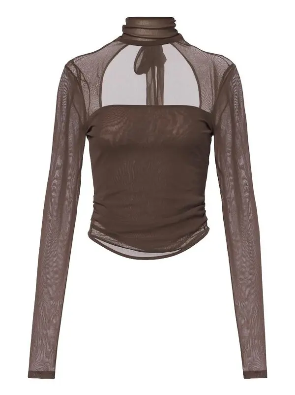 LEMAIRE Mesh Turtleneck Top - Brown