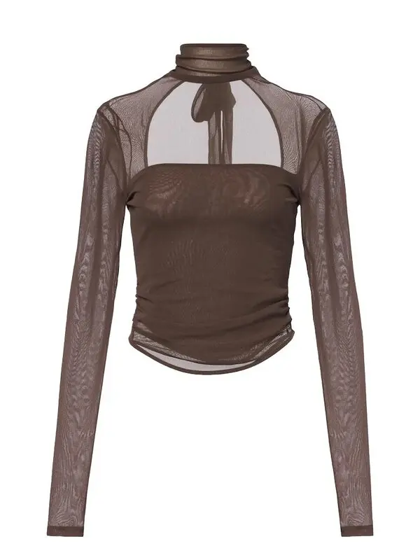 LEMAIRE Mesh Turtleneck Top - Brown