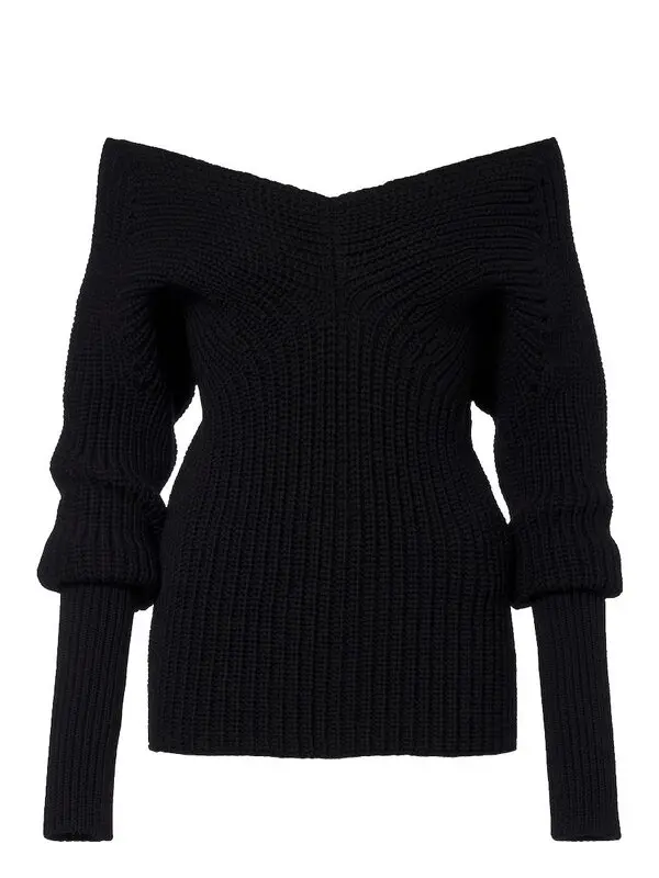 LEMAIRE Ribbed-knit Wool Sweater - Black
