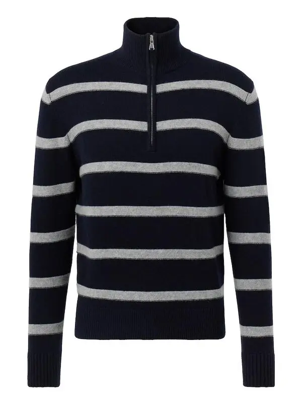 ALLUDE Wool And Cashmere Half-zip Sweater - Blue