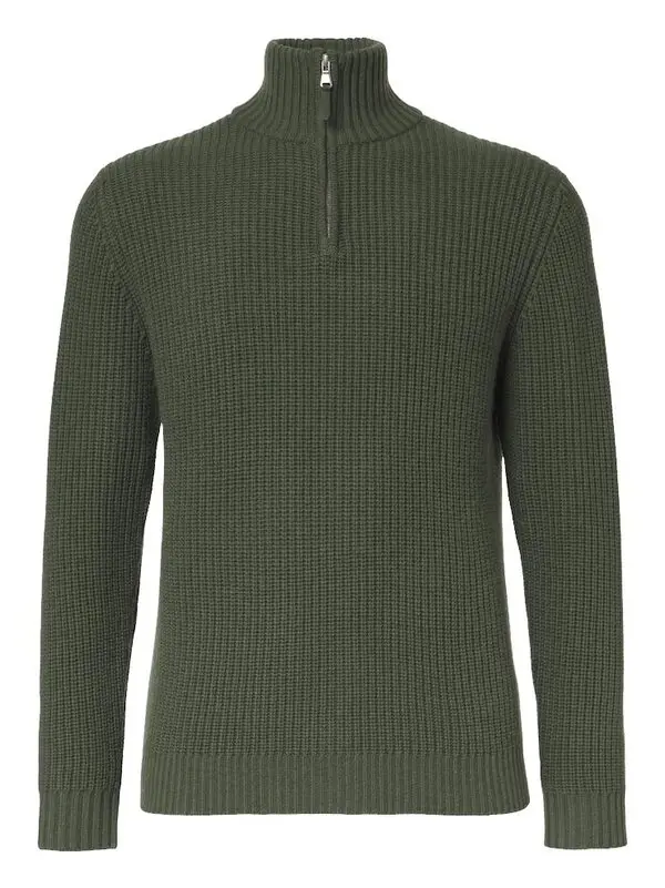 ALLUDE Wool And Cashmere Half-zip Sweater - Green
