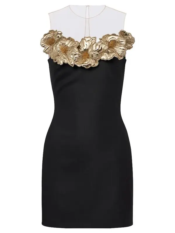 David Koma Embellished Floral-appliqué Minidress - Black
