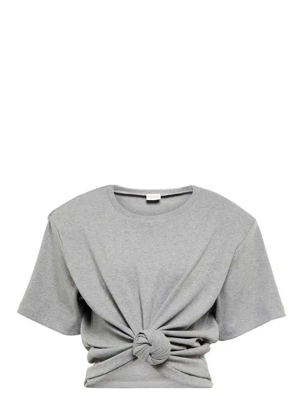 Magda Butrym Cropped Cotton-blend T-shirt With Detachable Shoulder Pads - Grey