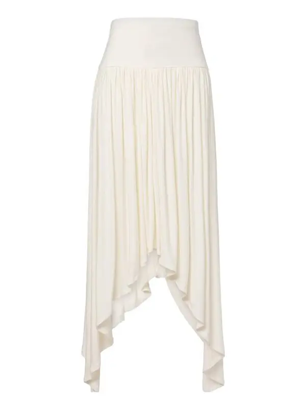 AYA MUSE Elya Asymmetric Pleated Midi Skirt - White