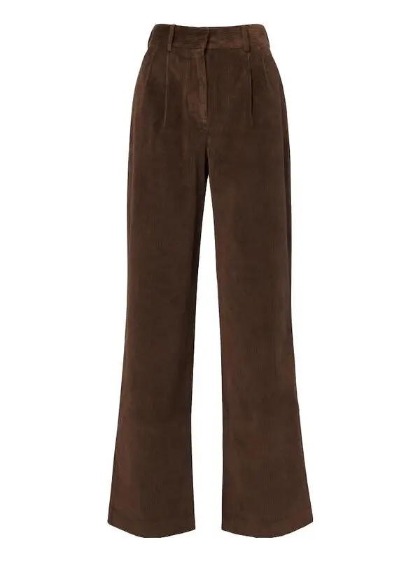 AYA MUSE Chocolate Corduroy Wide-leg Pants - Brown