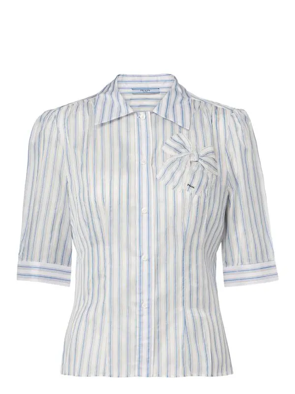 Prada Striped Bow Detail Shirt - White