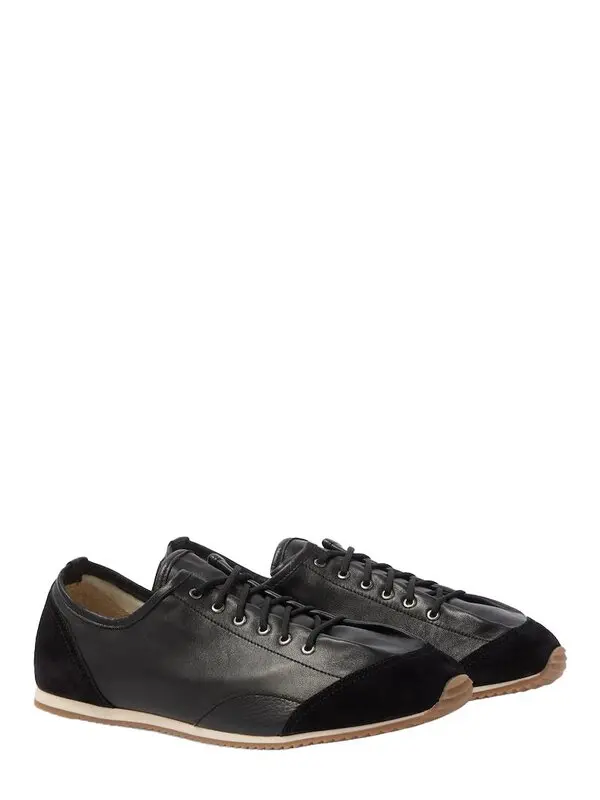 LEMAIRE Suede-trimmed Leather Sneakers - Black