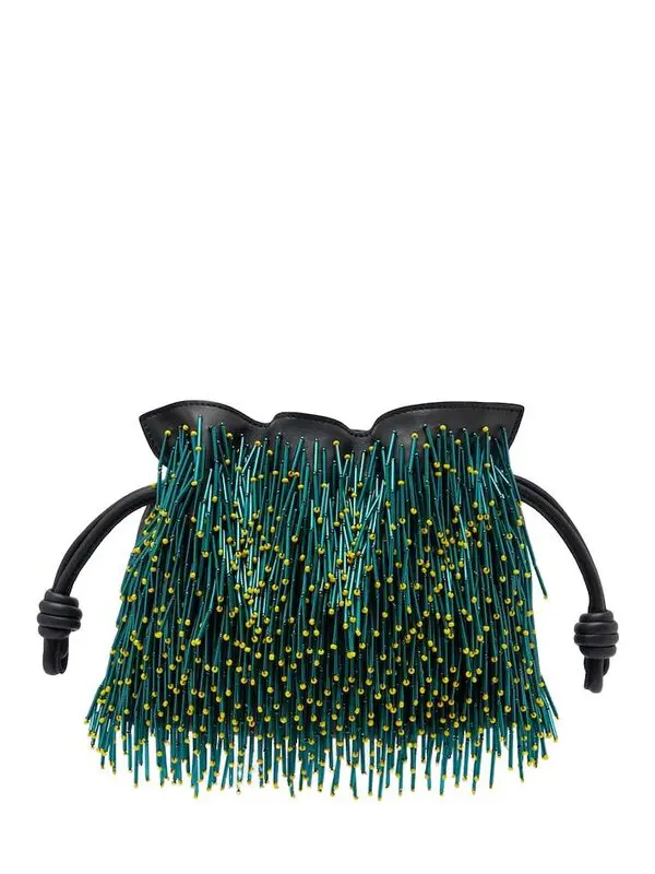 Loewe Flamenco Mimosa Mini Leather Clutch - Black