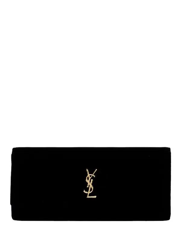 Saint Laurent Cassandre Velvet Clutch - Black