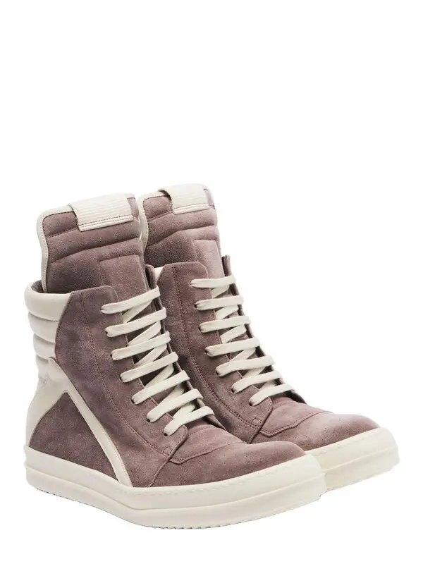 Rick Owens Geobasket Suede High-top Sneakers - Purple