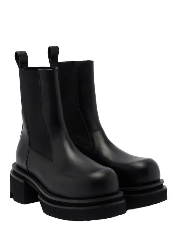 Rick Owens Beatle Leather Platform Chelsea Boots - Black
