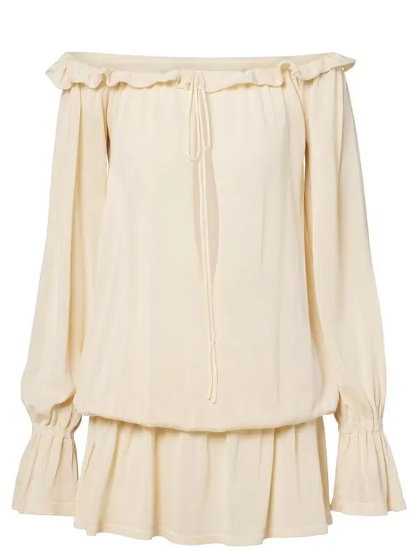 AYA MUSE Cryo Ruffled Mini Dress - Beige