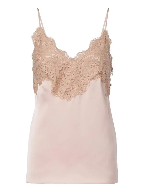 Valentino Garavani Lace-trimmed Cady Camisole - Pink