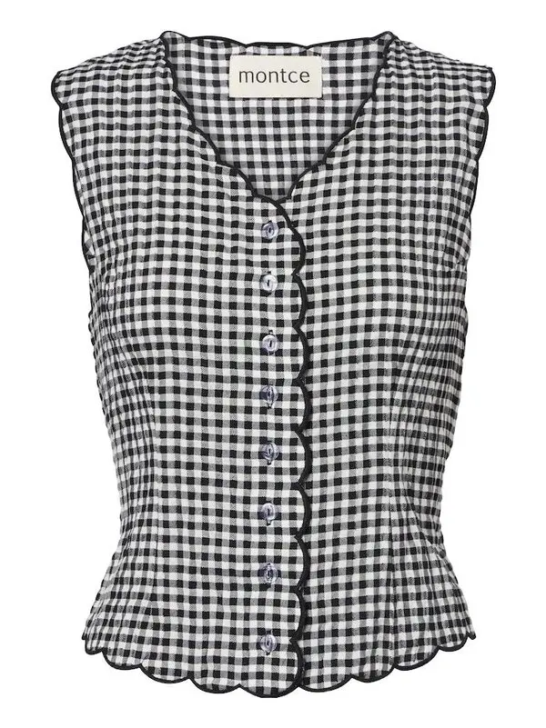 MONTCE Gingham Scalloped Vest - Black