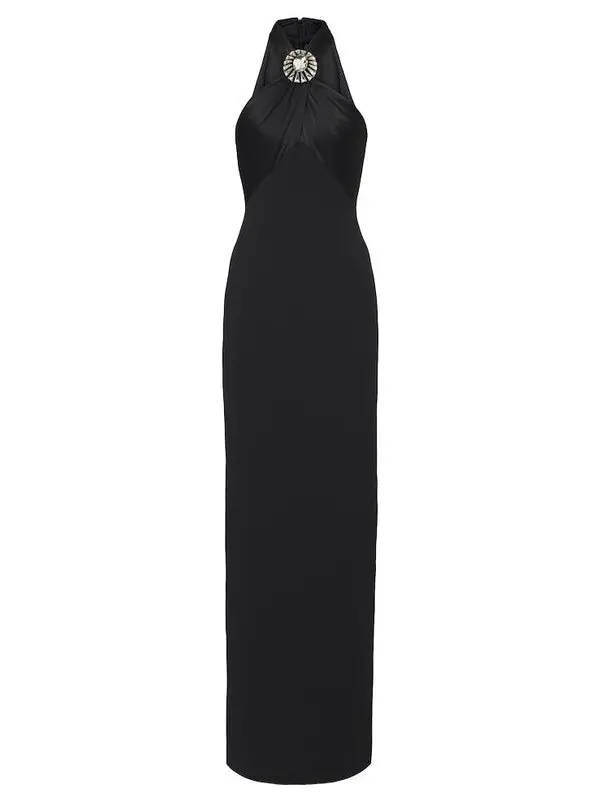 David Koma Embellished Halterneck Gown - Black