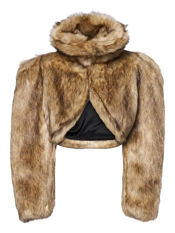 David Koma Cropped Turtleneck Jacket - Brown