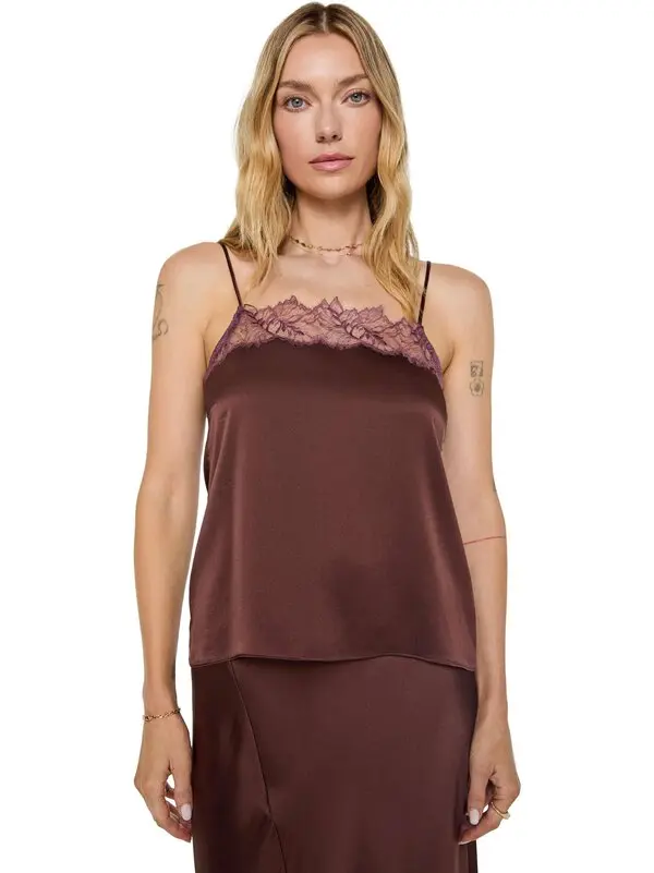 Sablyn Haya Lace Trim Camisole Top - Brown