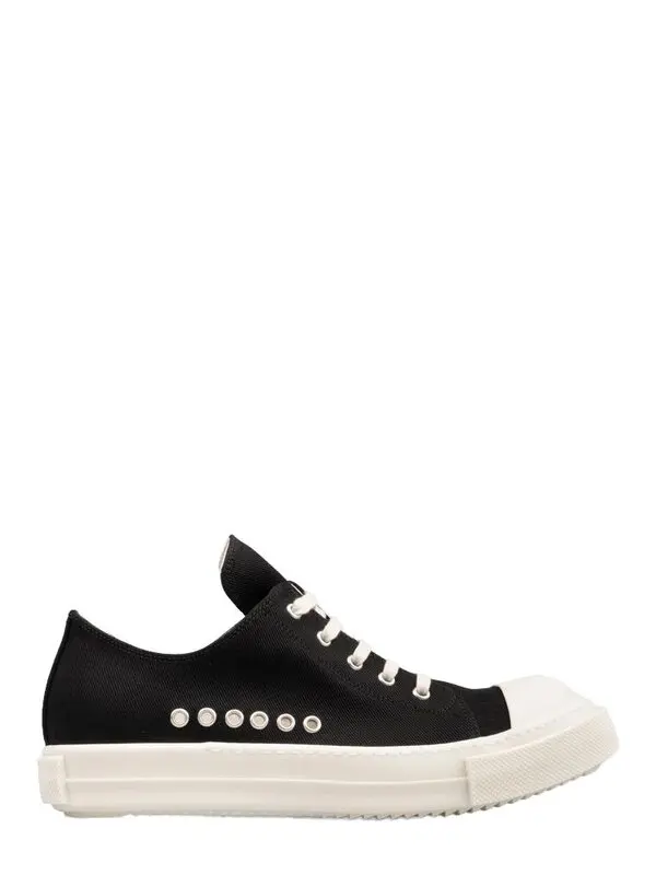 Rick Owens Low Top Sneakers With Grommet Detail - Black
