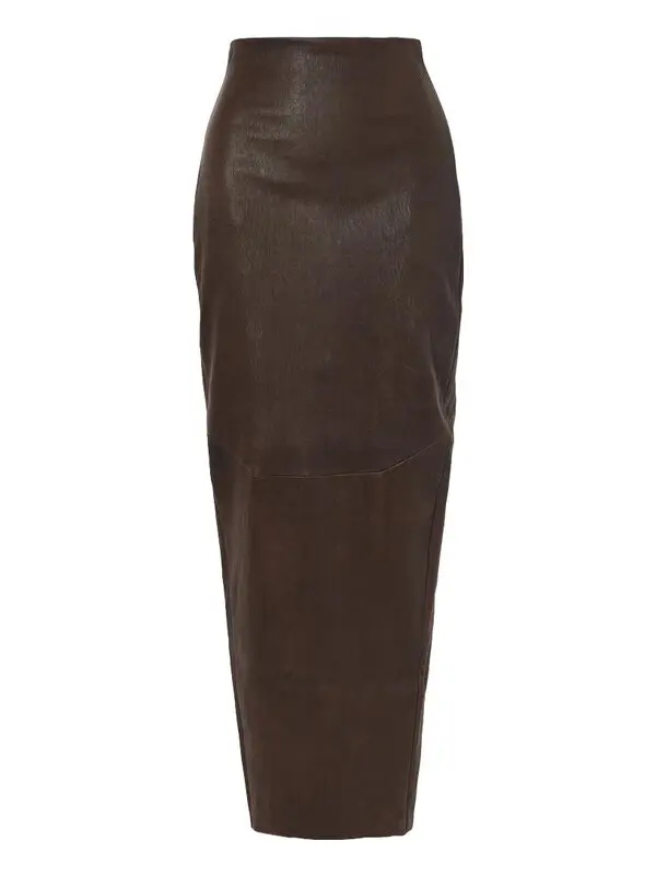 Rick Owens Dirt Pillar Leather Skirt Grease - Grey