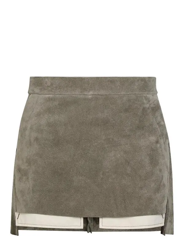 Rick Owens Tower Fog Cutoff Mini Skirt Steel Suede - Grey