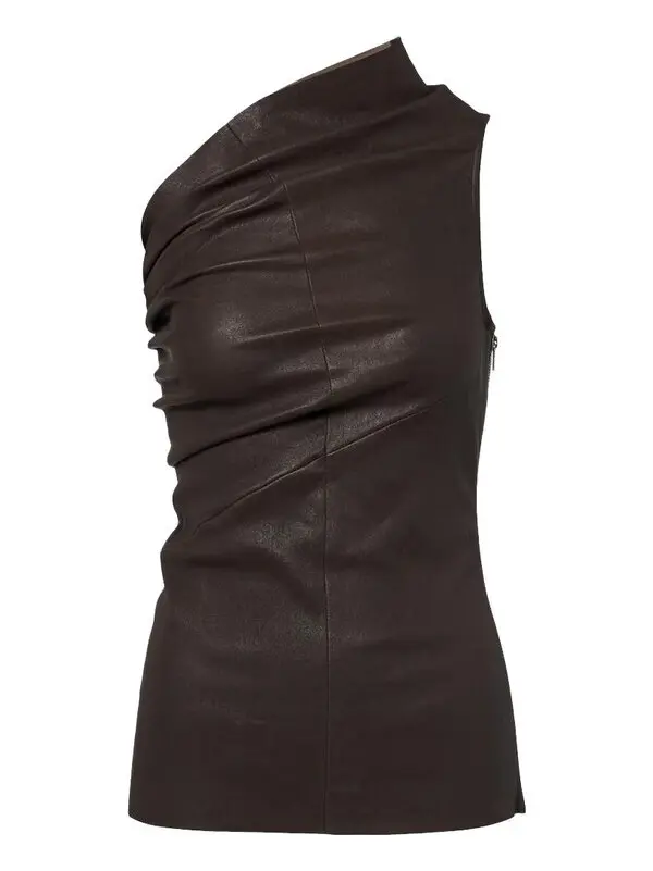 Rick Owens Athena Leather Tank Top Grease - Grey