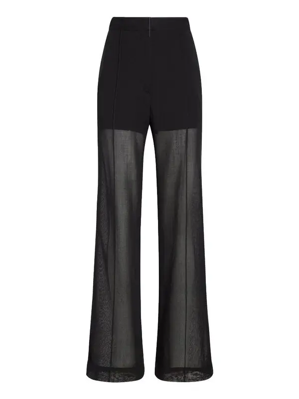 Proenza Schouler High Waisted Sheer Wool Pants - Black
