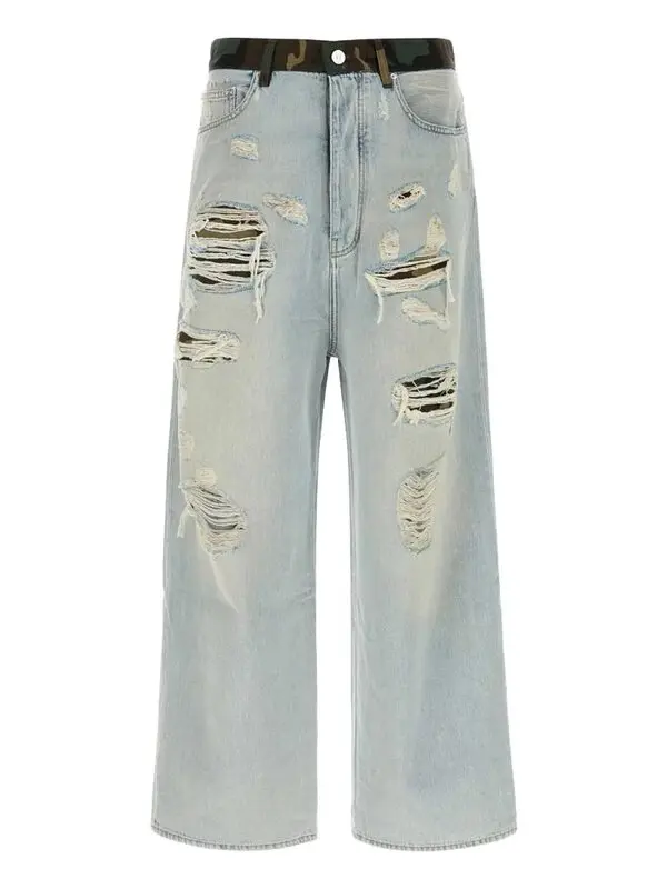 Amiri Camo Waist Distressed Baggy Jean Canyon - Blue