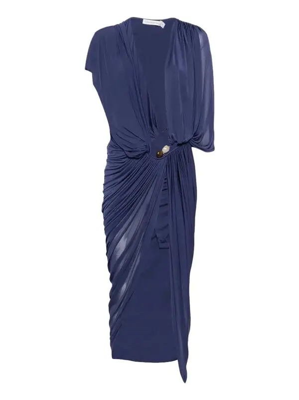 Christopher Esber Helix Crystal Draped Dress Ink - Blue