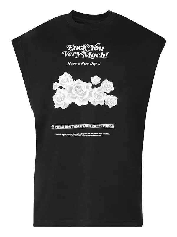 Vetements Fu Very Much Sleeveless Tee Washed - Black