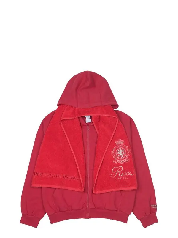 PROTOCOL INDEX Terry Towel Zip Hoodie - Red