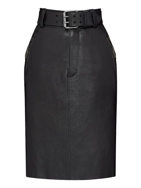 Saint Laurent Belted Pencil Skirt - Black
