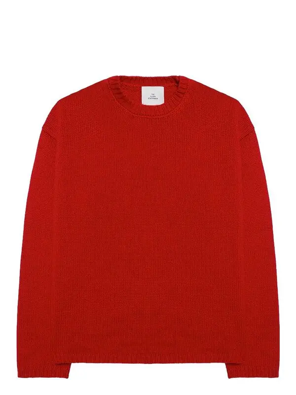 THE ELDER STATESMAN Airspun Dume Crewneck Sweater Robin - Red