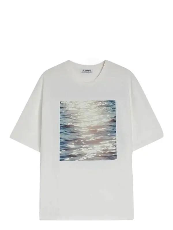 JIL SANDER Cotton T-shirt Photograph Print - White