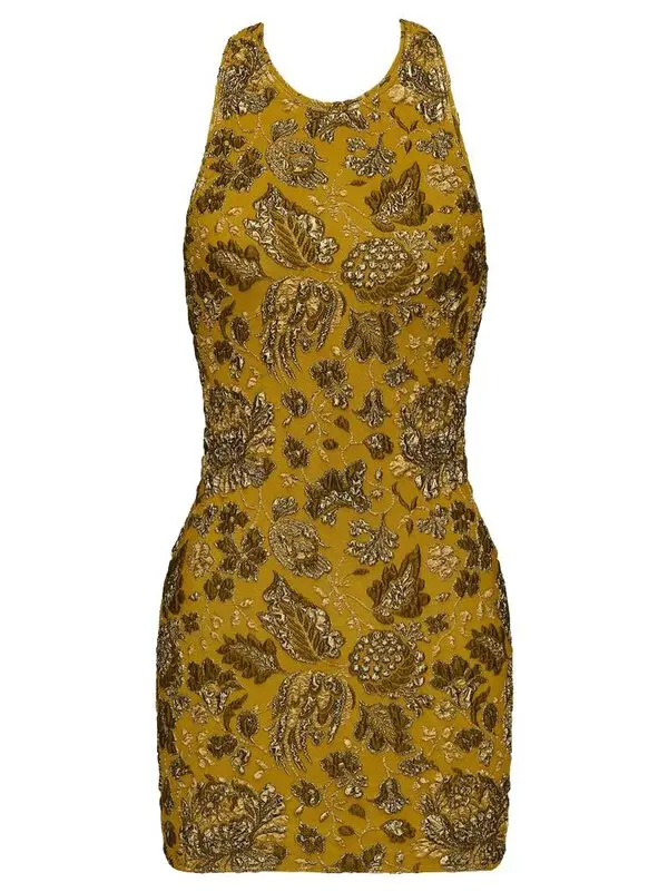 Saint Laurent Cross Back Mini Dress Mordore Or - Orange