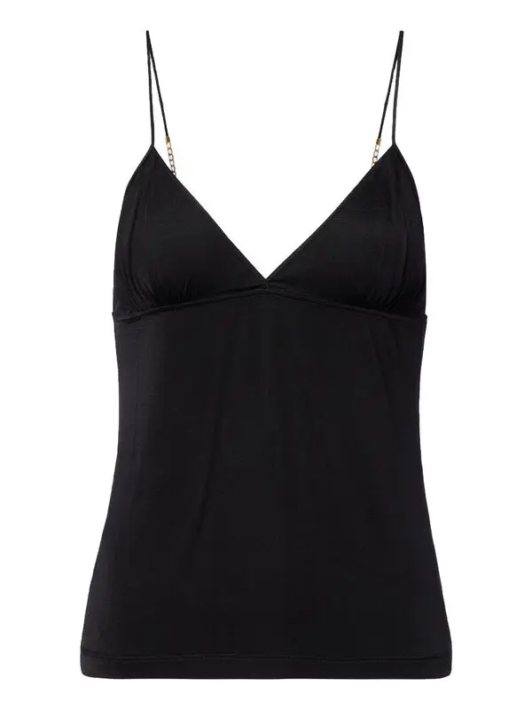 Saint Laurent Cassandre Chain Detail Camisole - Black