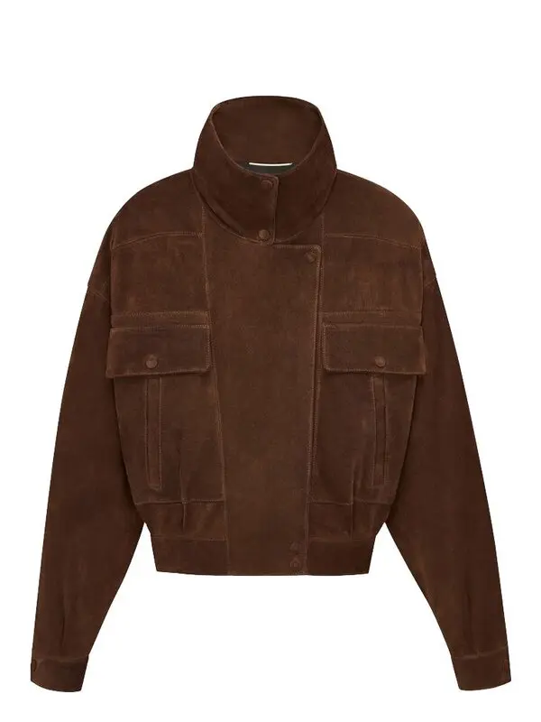 Saint Laurent Jacket In Vintage Split Leather Ebene - Brown